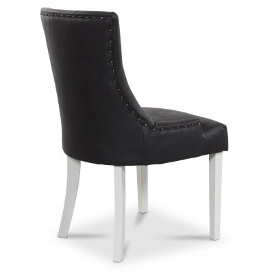 Tuva stol, Sort PU - Hvide ben + Møbelfødder - 1239 DKK - Polstret ...